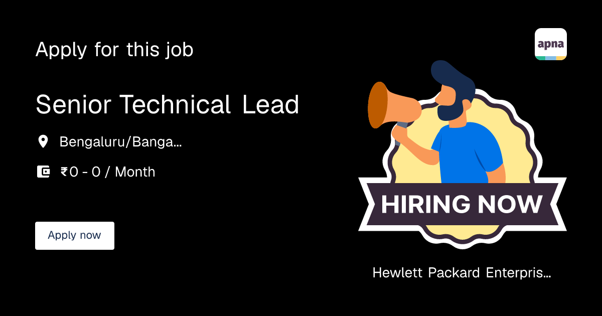 Senior Technical Lead in Hewlett Packard Enterprise India Private ...