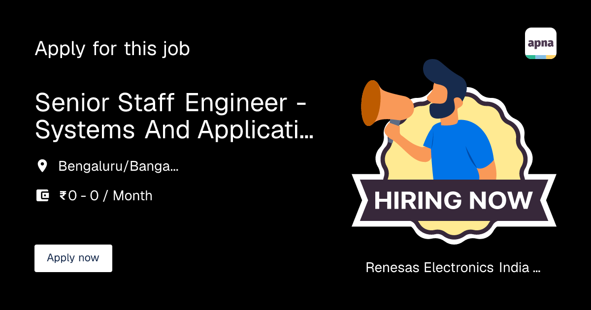 Senior Staff Engineer - Systems and Applications in Renesas Electronics ...
