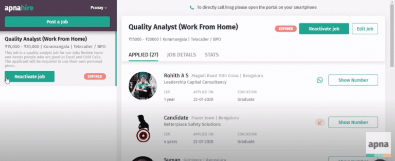 Hiring Guide – How to hire a Candidate through the Apna App?